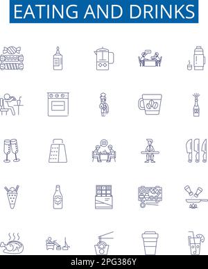 Eating and drinks line icons signs set. Design collection of Eating, Drinks, Food, Beverage ...