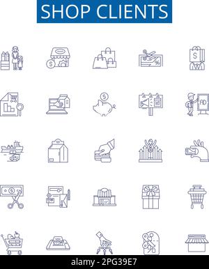 Shop clients line icons signs set. Design collection of Customers ...