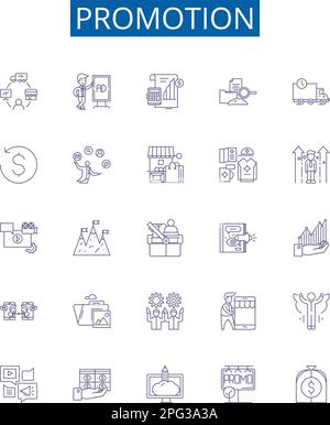 Push advertising line icons collection. Persuasion, Intrusive ...