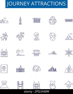 Journey attractions line icons signs set. Design collection of ...