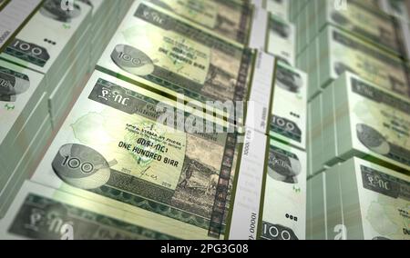 Ethiopia money Ethiopian Birr money pack 3d illustration. 100 ETB ...