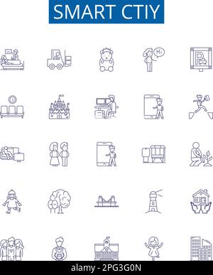 Smart ctiy line icons signs set. Design collection of Smart, City, IoT ...