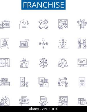 Franchise line icons signs set. Design collection of Franchising, Chain ...