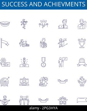 Wealth accomplishment line icons collection. Prosperity, Success ...