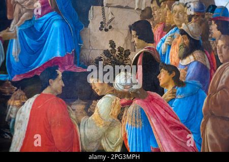 Details from The Adoration of the Magi by Sandro Botticelli showing ...