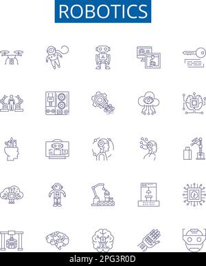 Robotics line icons signs set. Design collection of Robotics, Automation, Artificial ...