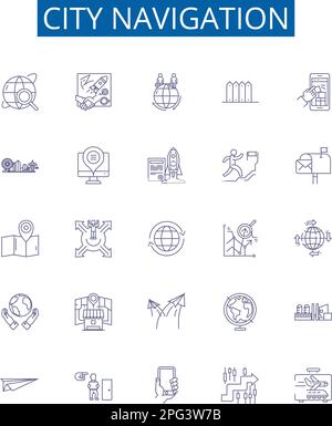 Wayfinding line icons collection. Navigation, Direction, Signage, Orientation, Mapping ...