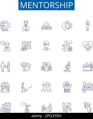 Mentorship line icons signs set. Design collection of Mentor ...