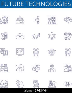 Future technologies line icons, signs set. Artificial, Intelligence, Robotics, Quantum ...