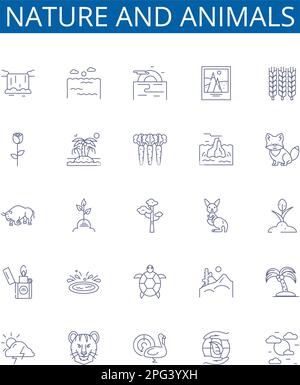 Habitat line icons collection. Ecosystem, Wildlife, Biodiversity ...
