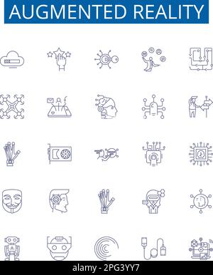 Augmented reality line icons signs set. Design collection of Augmented ...