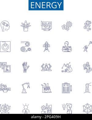 Vigor line icons collection. Strength, Energy, Vitality, Robustness ...