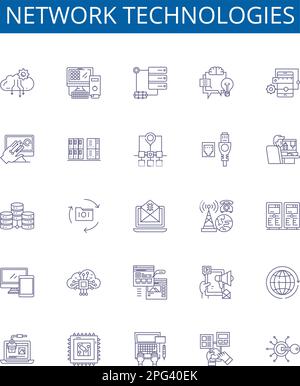 Network technologies line icons signs set. Design collection of ...