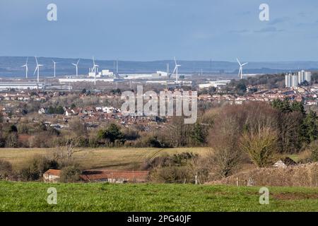 Seabank power station Avonmouth and wind turbines Stock Photo - Alamy
