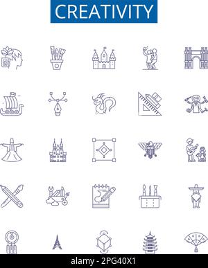 Creativity outline icons collection. Inventive, Resourceful, Innovative ...
