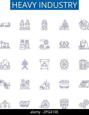 Fabrication line icons collection. Welding, Machining, Cutting, Forming ...