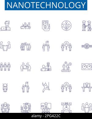 Nanotechnology line icons signs set. Design collection of Nano ...