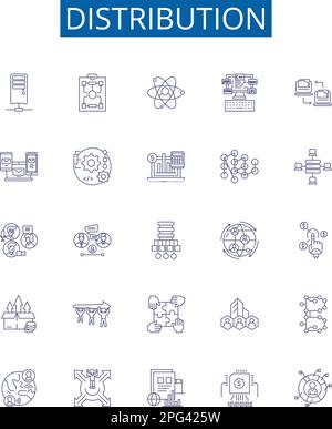 Distribution outline icons collection. Distribution, Spread, Allocation ...