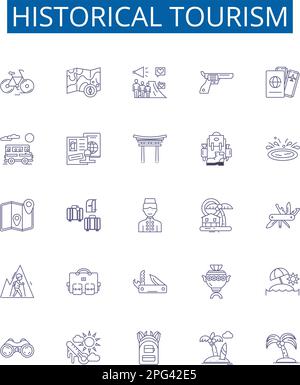 Historical heritage line icons collection. Antiquity, Artifacts ...