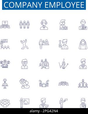 Employer staff line icons collection. Management, Supervision ...