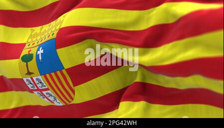 Flag of Aragon, Spain. Close Up Stock Photo - Alamy