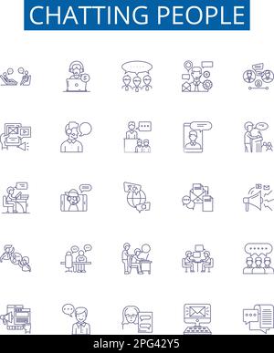 Chatting line icons collection. Conversing, Interacting, Socializing ...