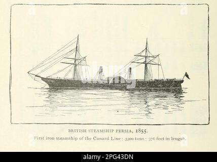 19th century transatlantic cargo steamer across the Atlantic Ocean ...