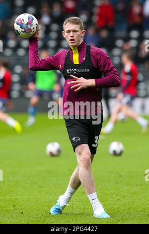 Derby County's Jake Rooney warms up before the Sky Bet Championship ...