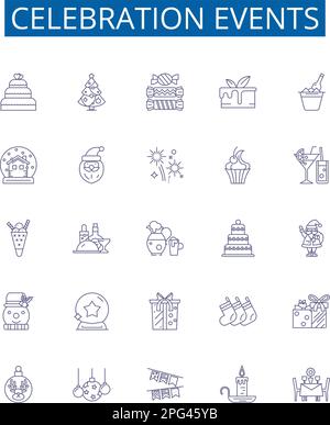 Celebration events line icons signs set. Design collection of ...