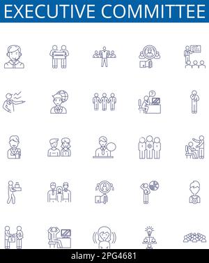 Executive committee line icons, signs set. executive, committee ...