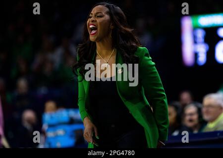 Notre Dame head coach Niele Ivey yells to her players during an NCAA ...