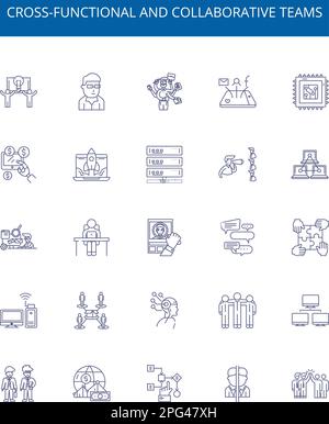 Collaborative effort line icons collection. Synergy, Partnership, Unity ...