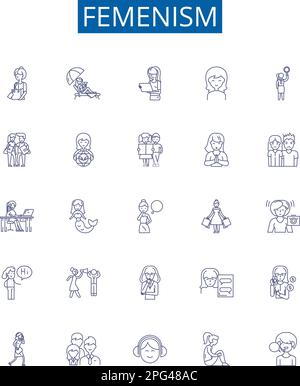 Femenism outline icons collection. Feminism, Activism, Gender, Equality ...