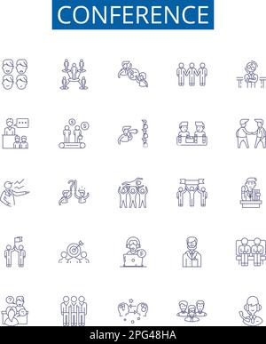 Assembly and convention line icons collection. Reunion, Gathering ...