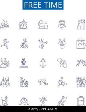Free time line icons signs set. Design collection of Leisure, Idleness ...
