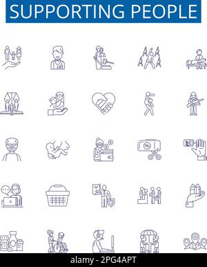 Supporting people line icons signs set. Design collection of Aid ...