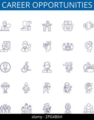 Career trajectory line icons collection. Advancement, Progression ...