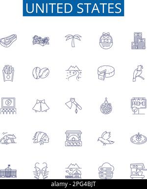 United states line icons signs set. Design collection of America, US ...