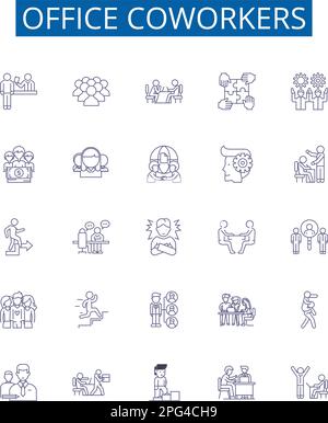 Office coworkers line icons signs set. Design collection of Colleagues ...