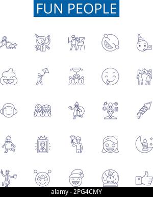 Merriment line icons collection. Joyful, Festive, Cheerful, Jovial ...