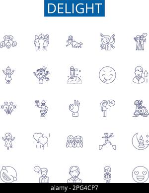 Delight line icons signs set. Design collection of Joy, Appeal, Gratify ...