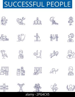 Successful people line icons signs set. Design collection of achievers ...