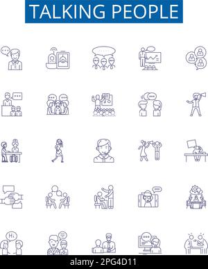 Speaking people line icons collection. Eloquence, Articulation, Fluency ...