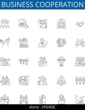 Joint ventures line icons collection. Collaboration, Partnership ...