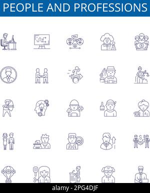 People and professions line icons signs set. Design collection of ...