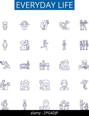 Everyday life line icons signs set. Design collection of ...