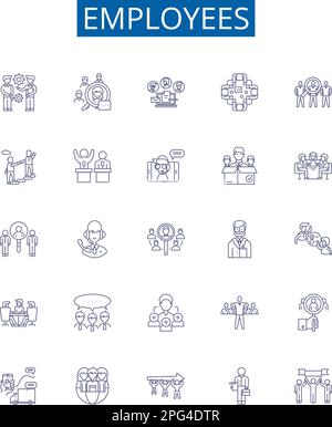 Employees line icons signs set. Design collection of Workers, Employees ...