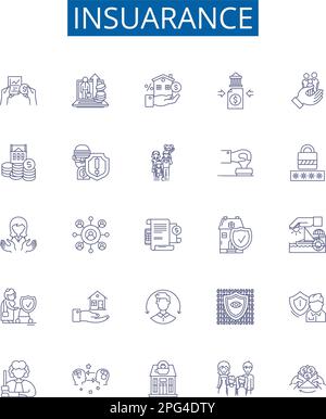 Insuarance line icons signs set. Design collection of Insurance ...