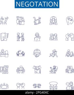 Negotation line icons signs set. Design collection of Negotiate, haggle ...