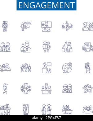 Engagement line icons signs set. Design collection of Involvement, Commitment, Attachment ...